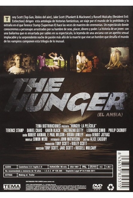 The Hunger. El Lado Salvaje Del Deseo [DVD] (1997) The Hunger