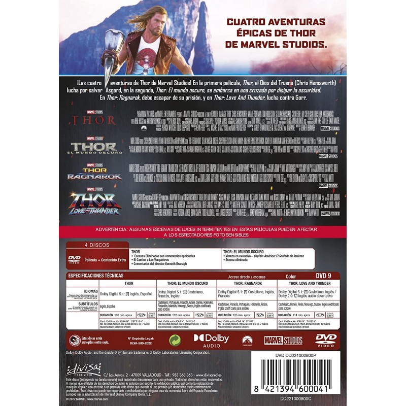 THOR: Colección 4 Películas incluye Thor: Love and Thunder (4 DVD)