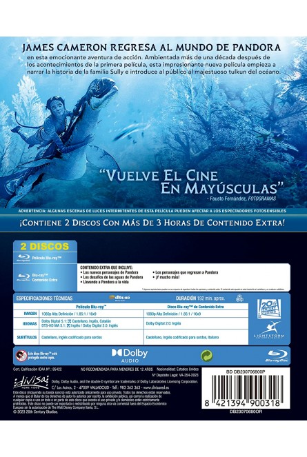 Avatar: El Sentido del Agua (Avatar: The Way of Water) (Blu-ray + Blu-ray Extras) [Blu-ray]