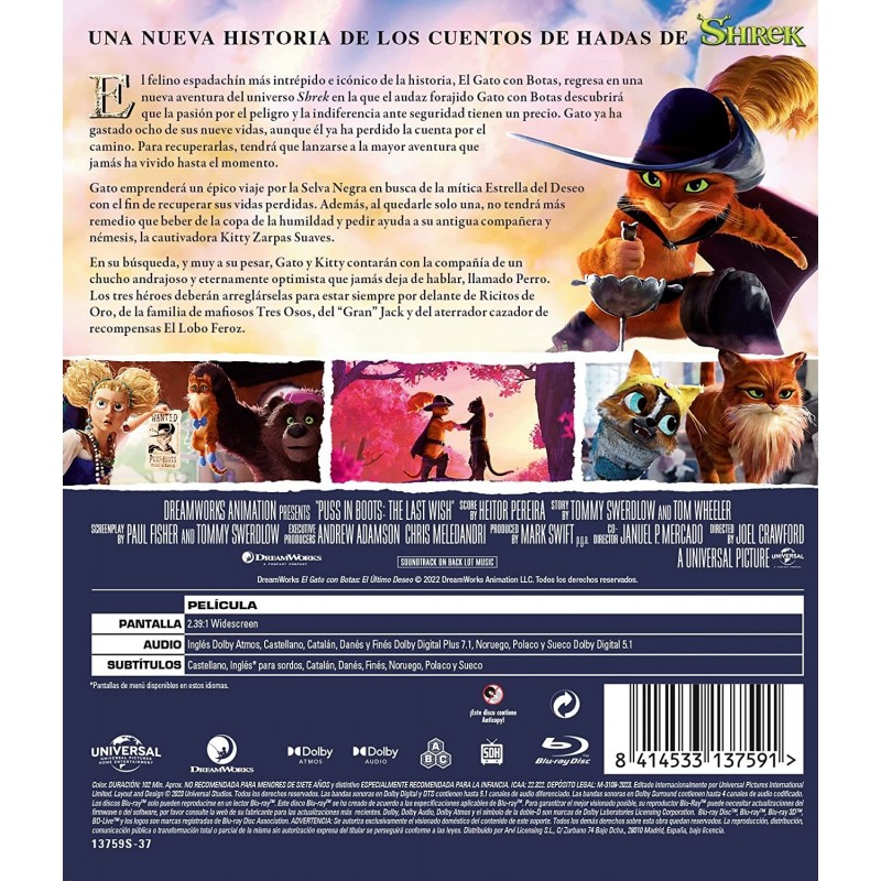 El Gato con Botas: el Último Deseo [Blu-ray] (2022) Puss in Boots: The ...