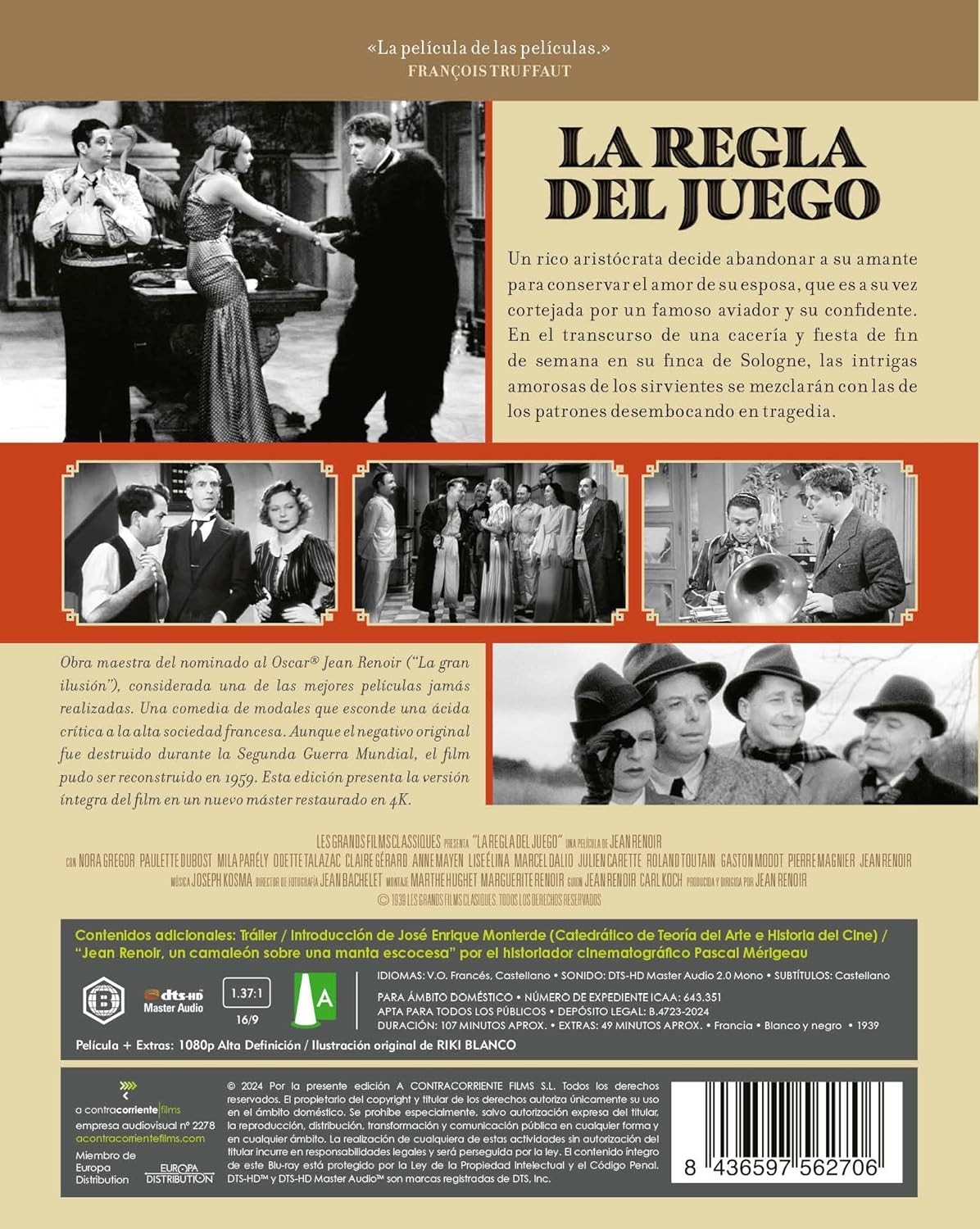 LA REGLA DEL Juego [Blu-ray] (1939) La Règle du jeu EUR 25,59 - PicClick IT
